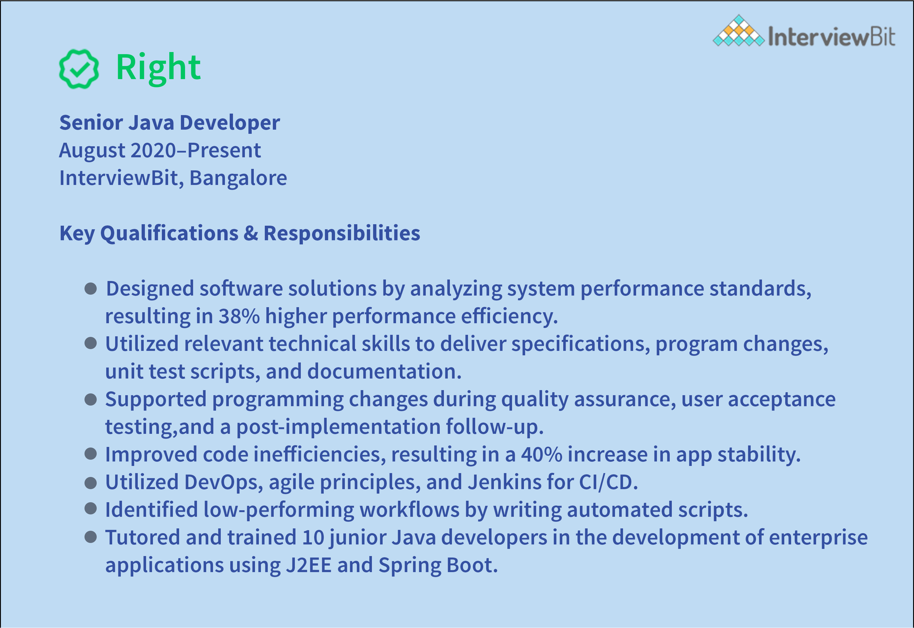 Java Developer Resume - Full Guide and Example - InterviewBit