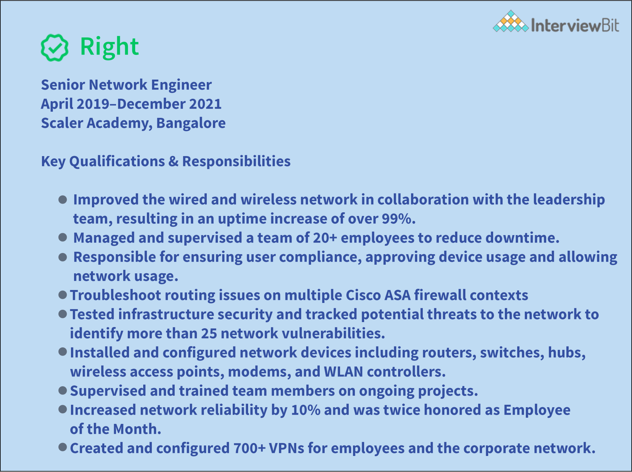 Network Engineer Resume: Full Guide and Example - InterviewBit